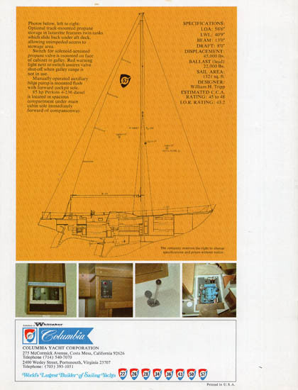 Columbia 57 Brochure – SailInfo I boatbrochure.com