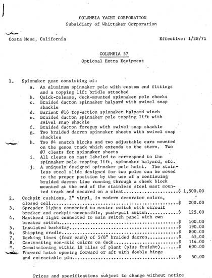 Columbia 57 Brochure – SailInfo I boatbrochure.com