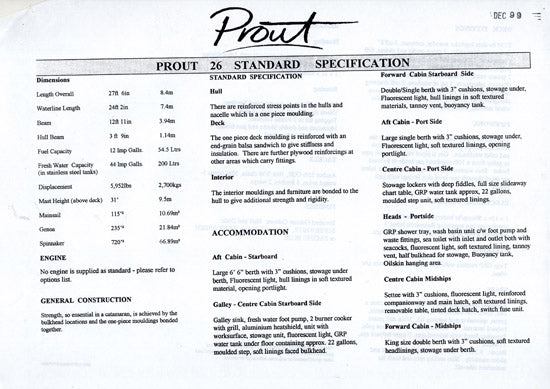 Prout 26 Brochure – SailInfo I boatbrochure.com