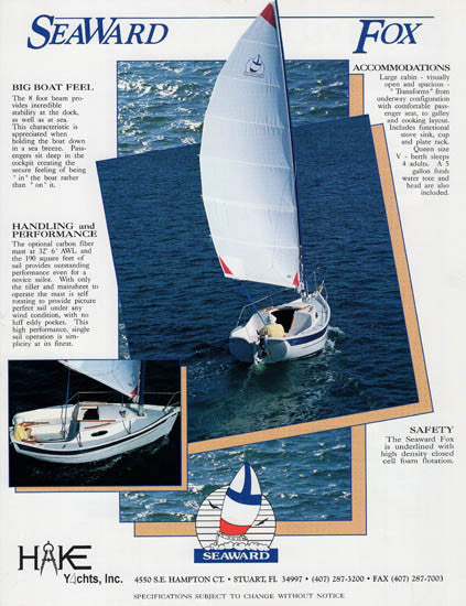 Seaward Fox Brochure – SailInfo I boatbrochure.com