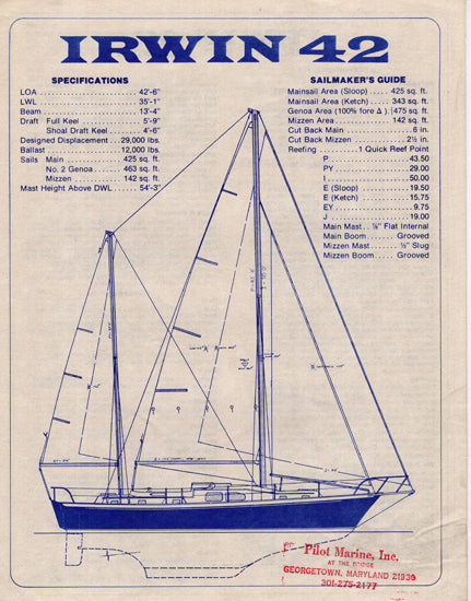 Irwin 42 Brochure & Price List – SailInfo I boatbrochure.com