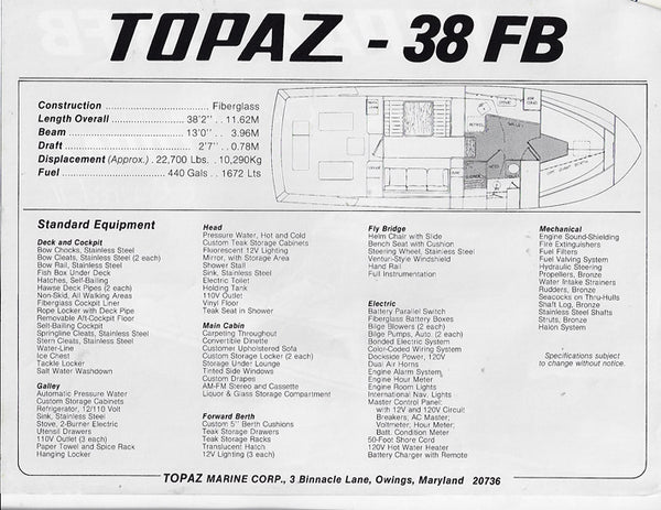 Topaz 38 Flybridge Brochure – SailInfo I boatbrochure.com