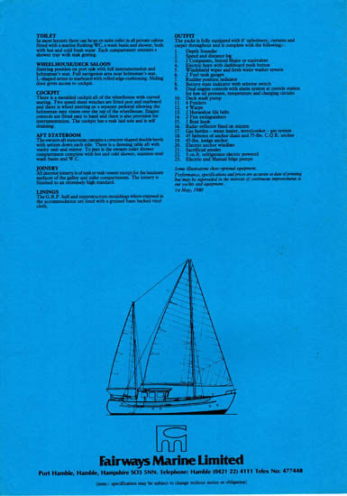 Fairways Fisher 46 Specification Brochure – SailInfo I boatbrochure.com