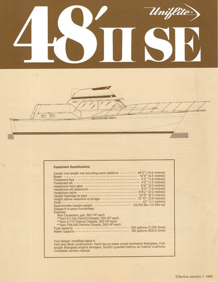Uniflite 48 II SE Specification Brochure – SailInfo I boatbrochure.com