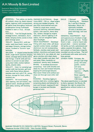 Moody 30 Brochure – SailInfo I boatbrochure.com