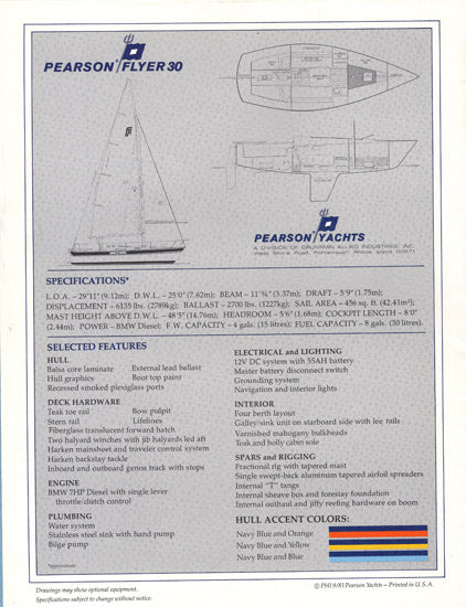 Pearson Flyer [30'] Brochure – SailInfo I boatbrochure.com