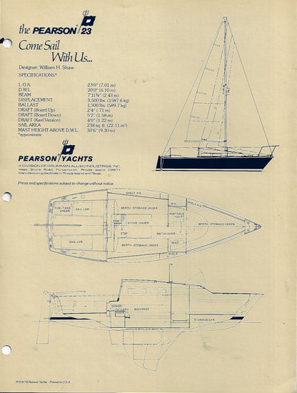 Pearson 23 Brochure – SailInfo I boatbrochure.com