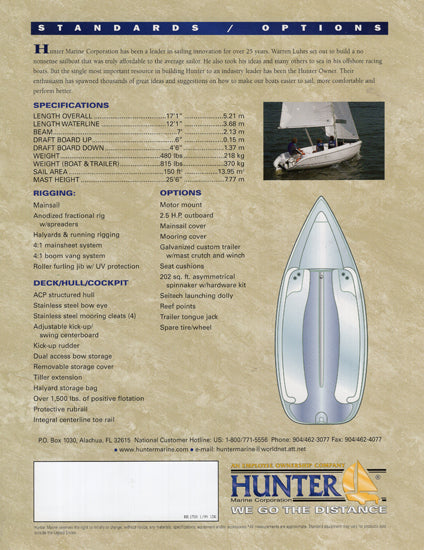 Hunter 170 Brochure – SailInfo I boatbrochure.com