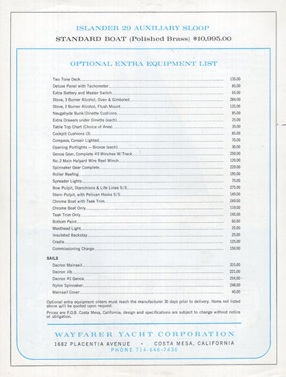 Islander 29 Brochure – SailInfo I boatbrochure.com