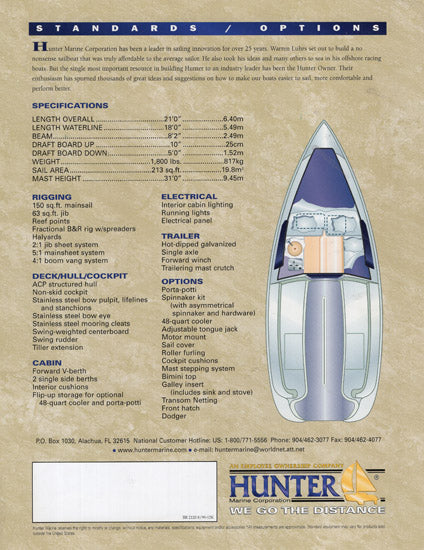 Hunter 212 Brochure – SailInfo I boatbrochure.com