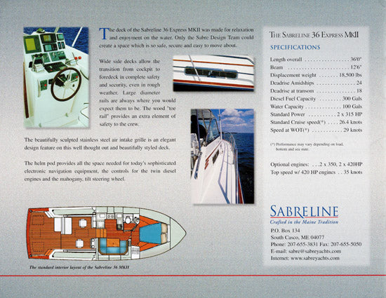 Sabreline 36 Express Cruiser Mark II Brochure – SailInfo I boatbrochure.com