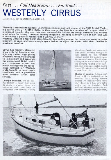 Westerly Cirrus 22 Brochure – SailInfo I boatbrochure.com