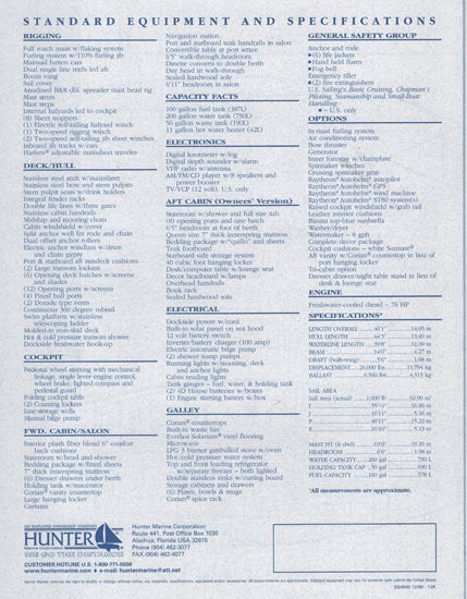 Hunter 450 Passage Specification Brochure – SailInfo I boatbrochure.com