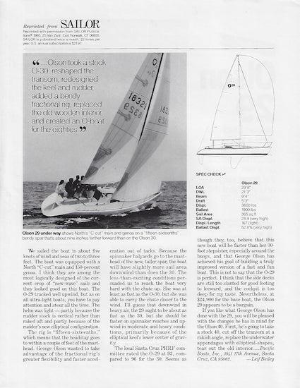 Olson 29 Sailor Magazine Reprint Brochure – SailInfo I boatbrochure.com