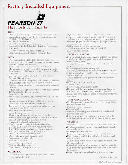 Pearson 37 Brochure – SailInfo I boatbrochure.com