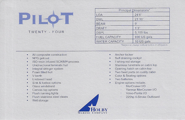 Holby Pilot 24 Brochure – SailInfo I boatbrochure.com
