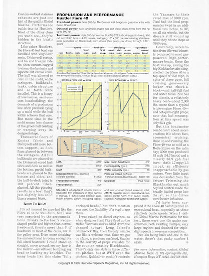 Hustler 40 Boating Magazine Reprint Brochure – SailInfo I boatbrochure.com
