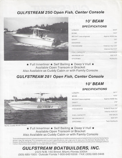 Gulfstream Boat Brochure Package – SailInfo I boatbrochure.com