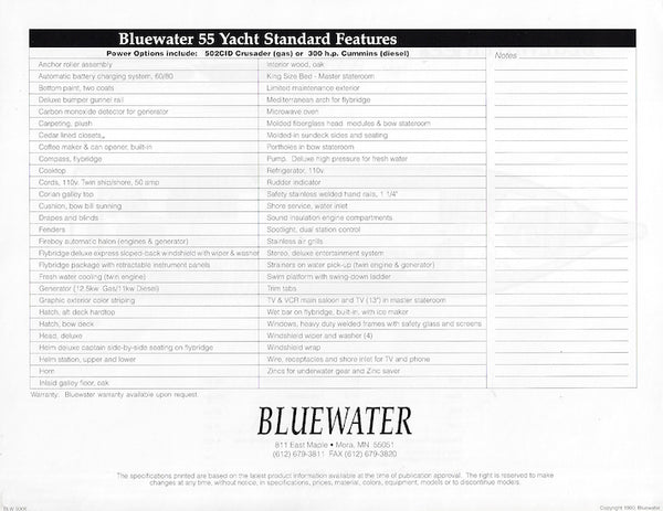 Bluewater 55 Yacht Specification Brochure – SailInfo I boatbrochure.com