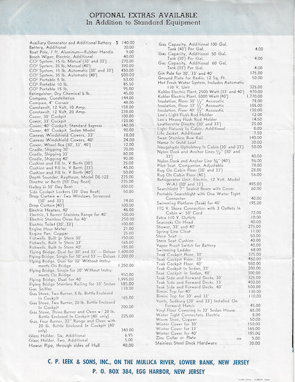 Pacemaker 1960 Price List Brochure – SailInfo I boatbrochure.com