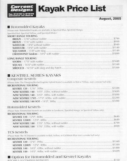 Current Designs 2006 Kayak Brochure – SailInfo I boatbrochure.com