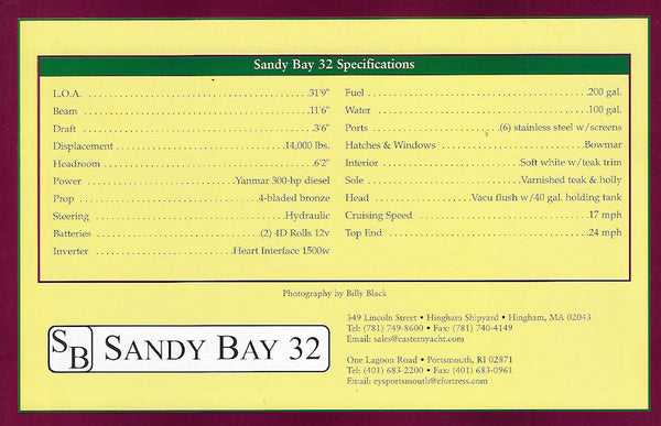 Sandy Bay 32 Brochure – SailInfo I boatbrochure.com