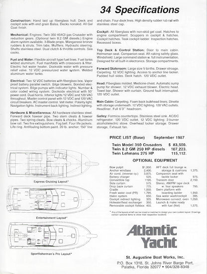 Atlantic 34 Sportsman Brochure – SailInfo I boatbrochure.com