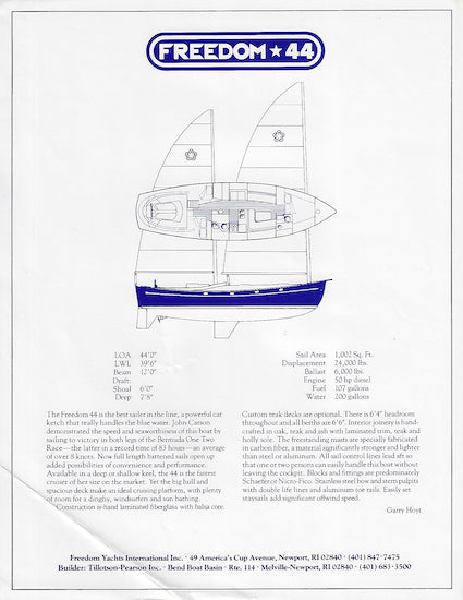 Freedom 44 Specification Brochure – SailInfo I boatbrochure.com