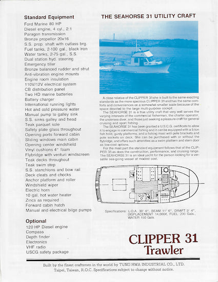 Clipper 31 Trawler Brochure – SailInfo I boatbrochure.com