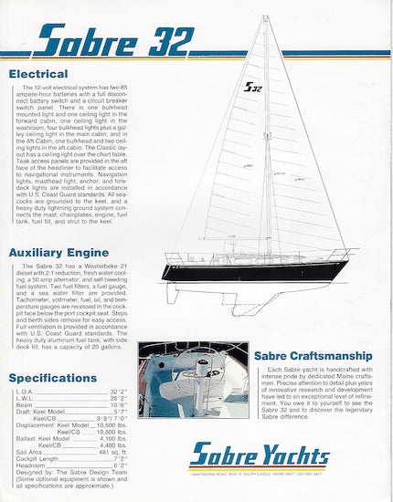 Sabre 32 Brochure – SailInfo I boatbrochure.com