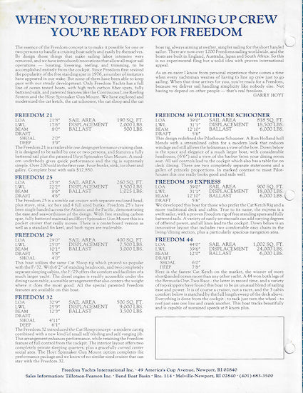 Freedom Brochure – SailInfo I boatbrochure.com
