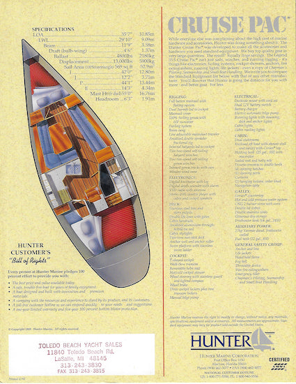 Hunter 35.5 Legend Brochure – SailInfo I boatbrochure.com