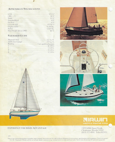 Irwin 31 Brochure – SailInfo I boatbrochure.com
