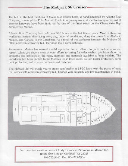 Zimmerman Mobjack 36 Brochure – SailInfo I boatbrochure.com