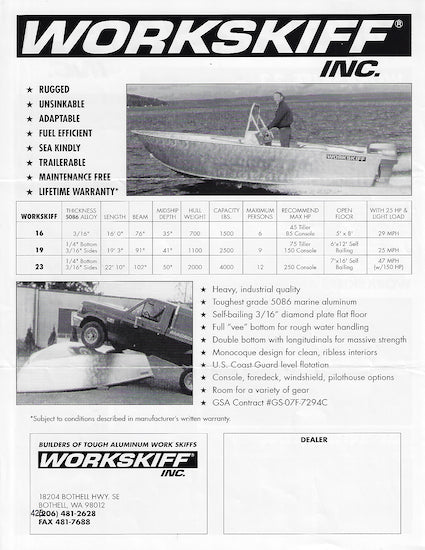 Workskiff 1990s Brochure – SailInfo I boatbrochure.com