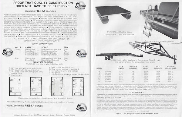Fiesta 1986 Pontoon Boat Brochure – SailInfo I boatbrochure.com