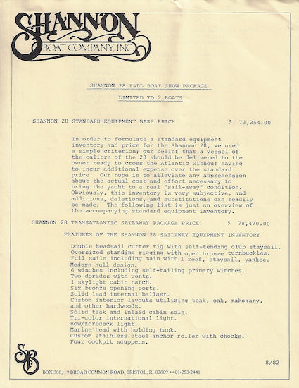 Shannon 28 Brochure – SailInfo I boatbrochure.com