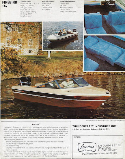 Thundercraft 1980 Brochure – SailInfo I boatbrochure.com