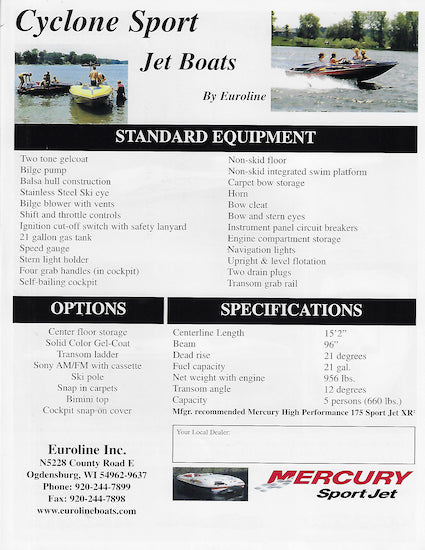 Euroline Cyclone Sport Brochure – SailInfo I boatbrochure.com