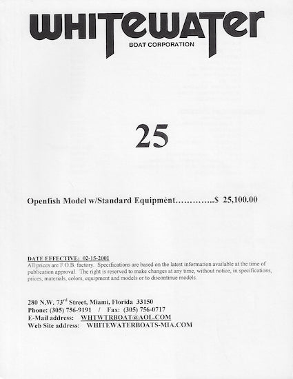 Whitewater 25 Brochure – SailInfo I boatbrochure.com