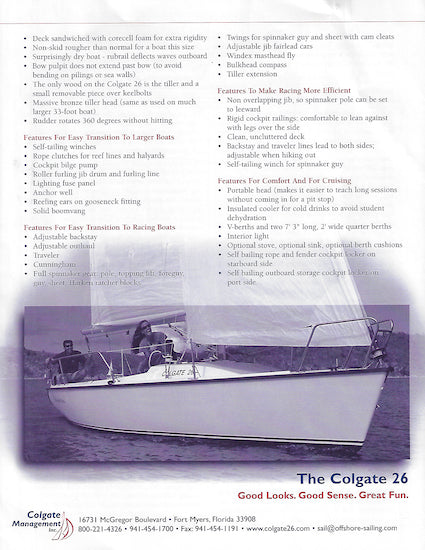 Colgate 26 Brochure – SailInfo I boatbrochure.com