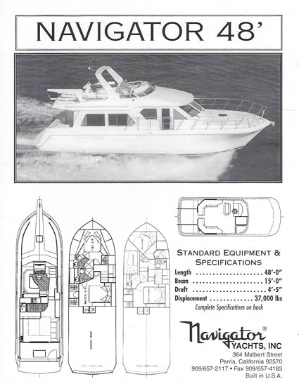 Navigator 48 Specification Brochure – SailInfo I boatbrochure.com