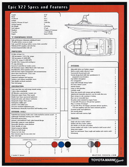 Toyota Epic X22 Brochure – SailInfo I boatbrochure.com